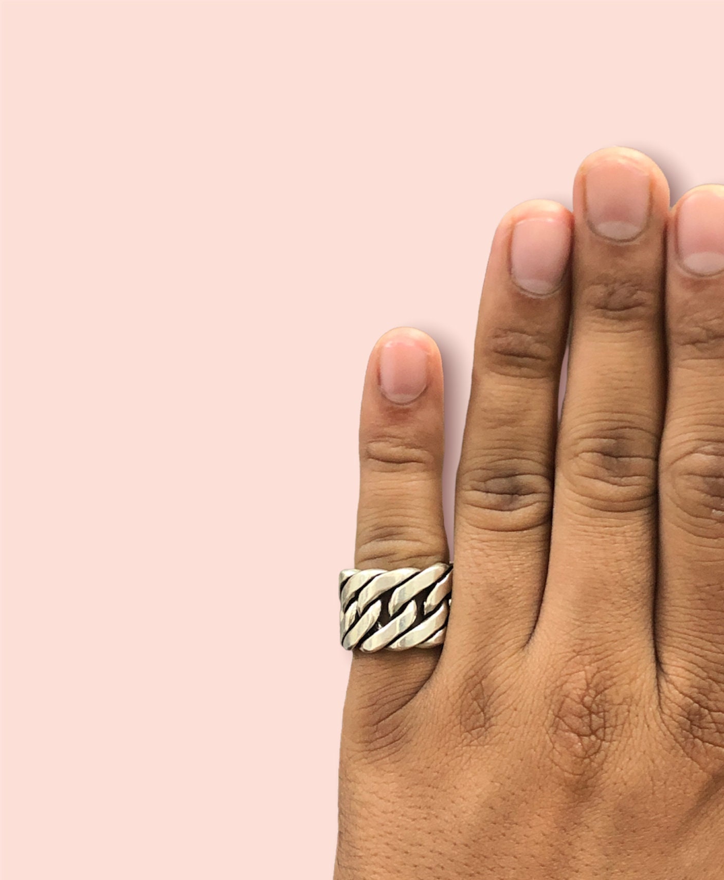 Curb Chain Ring 92.5 Sterling Silver Curb Chain Ring Link - Etsy