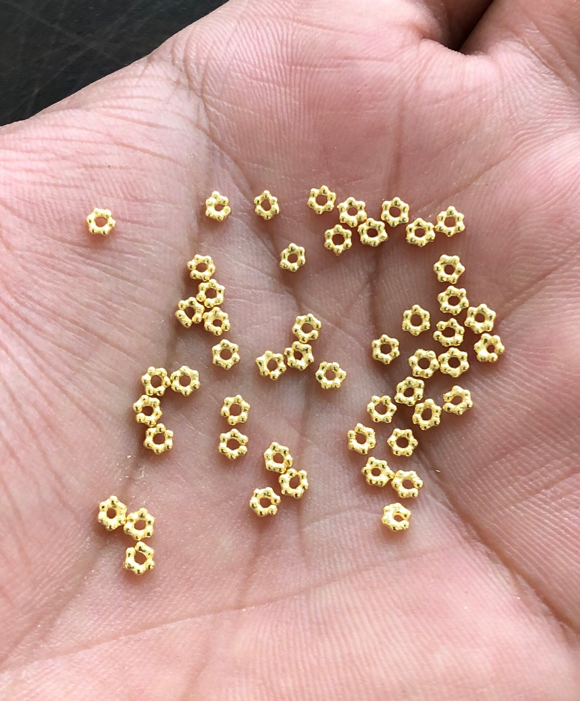 3mm 50pc Shiny Gold Daisy Spacers, 92.5 Sterling Silver Spacer, Heishi ...
