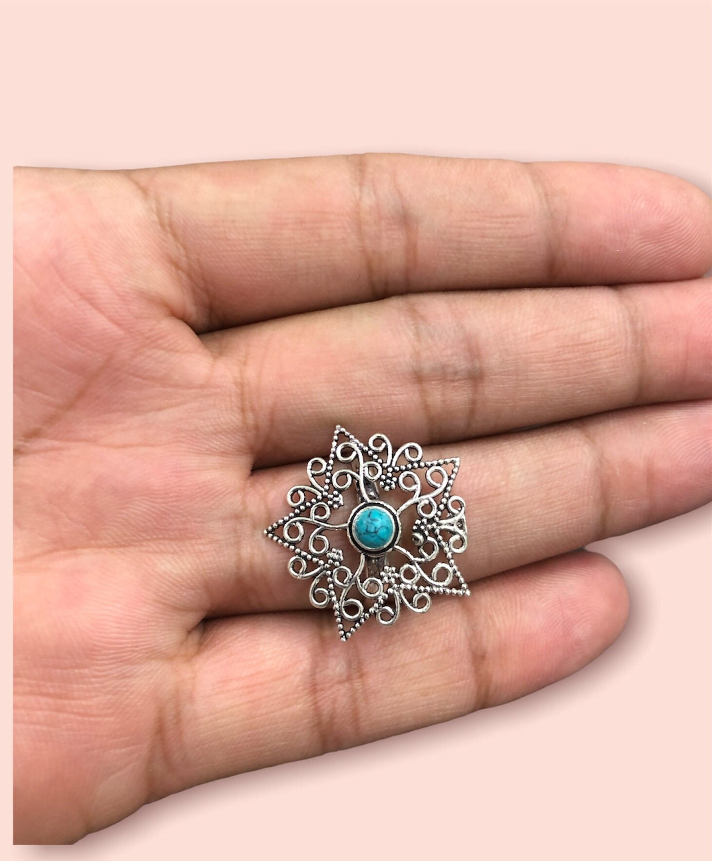Natural Turquoise Oxidized Ring, 925sterling Sliver Ring, Statement ...