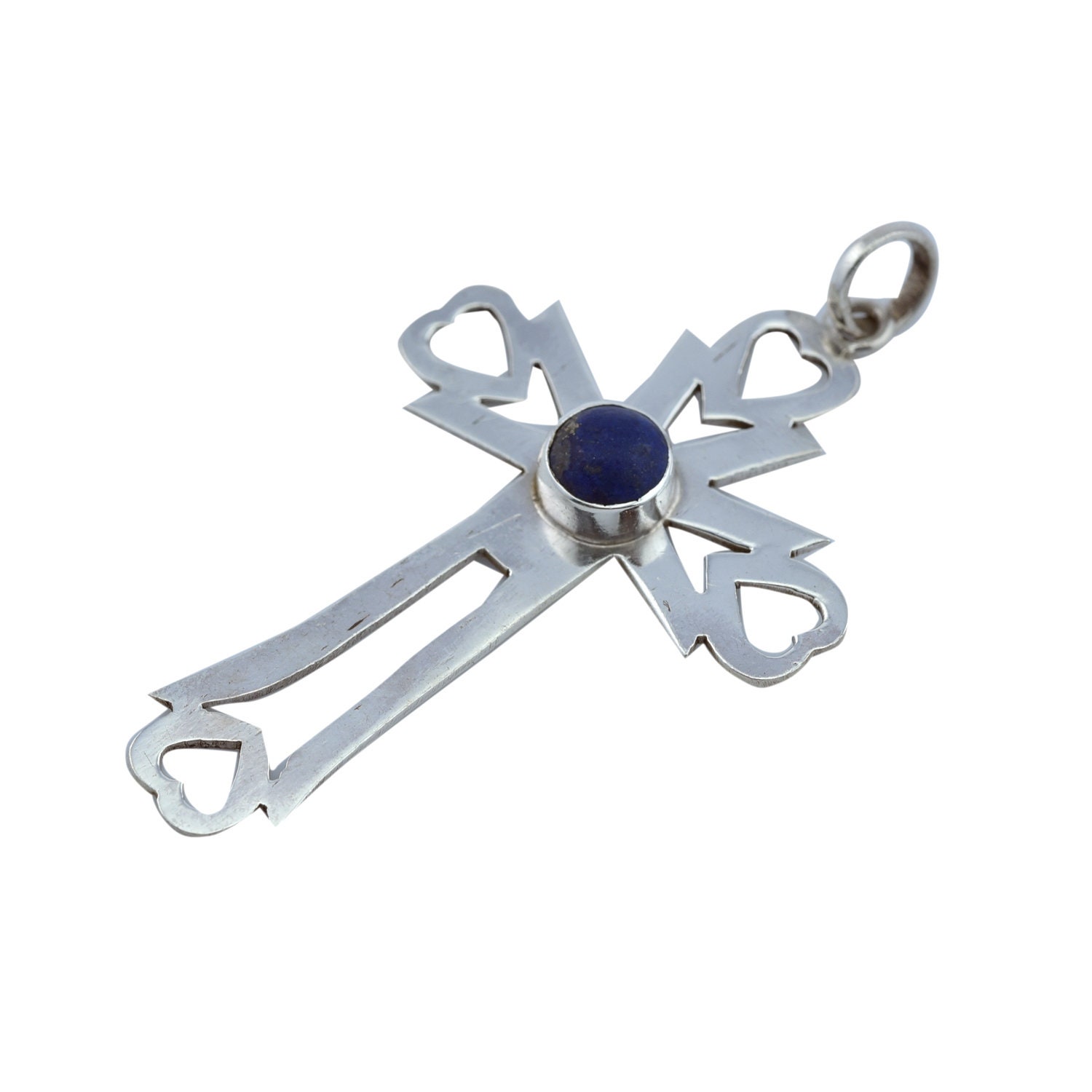 Buy Natural Gemstone Cross Pendant Necklace, 925 Sterling Silver ...