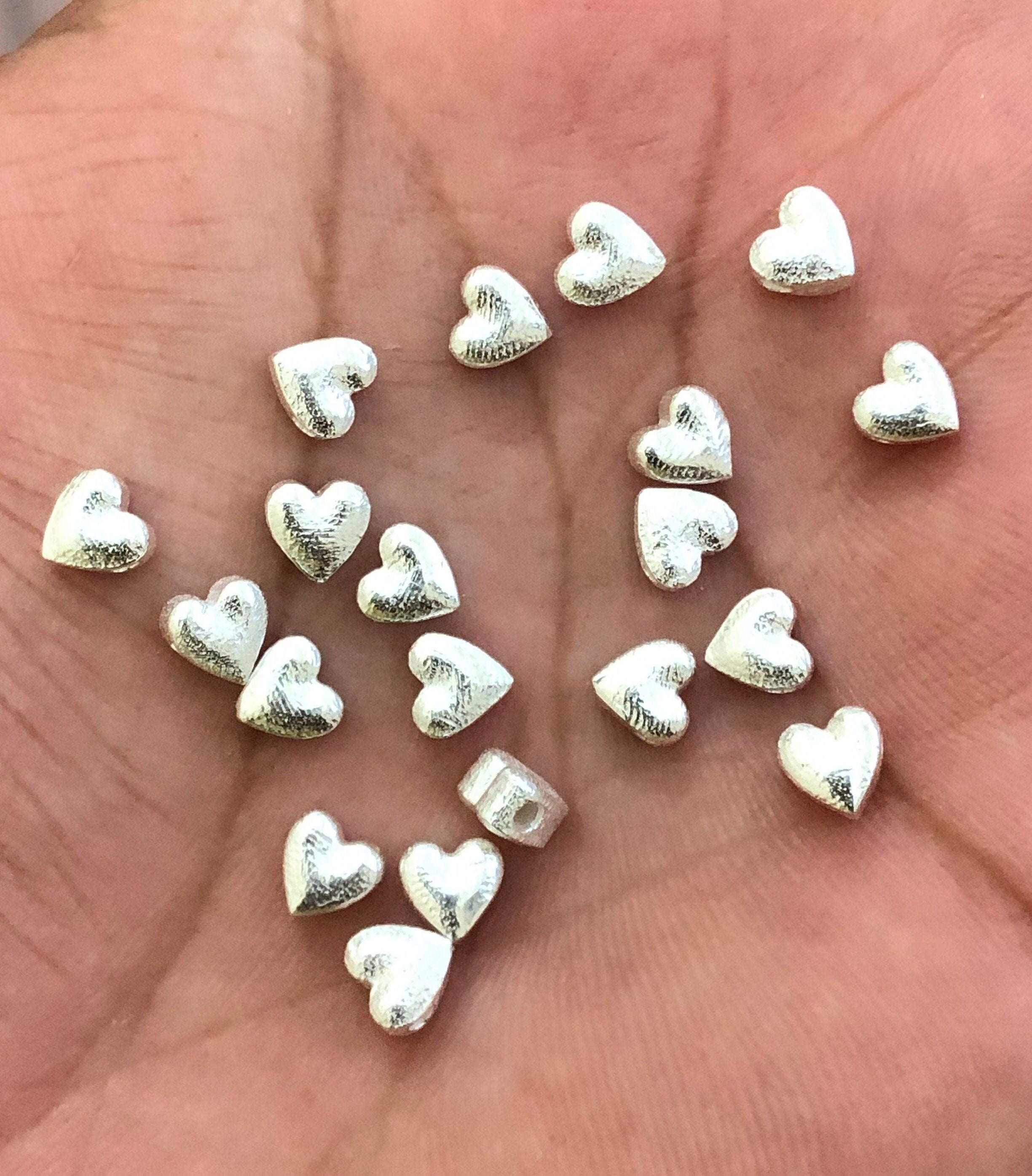 5mm 10pcs Heart Spacer Bead, 92.5 Sterling Silver Bead, Silver Spacers ...
