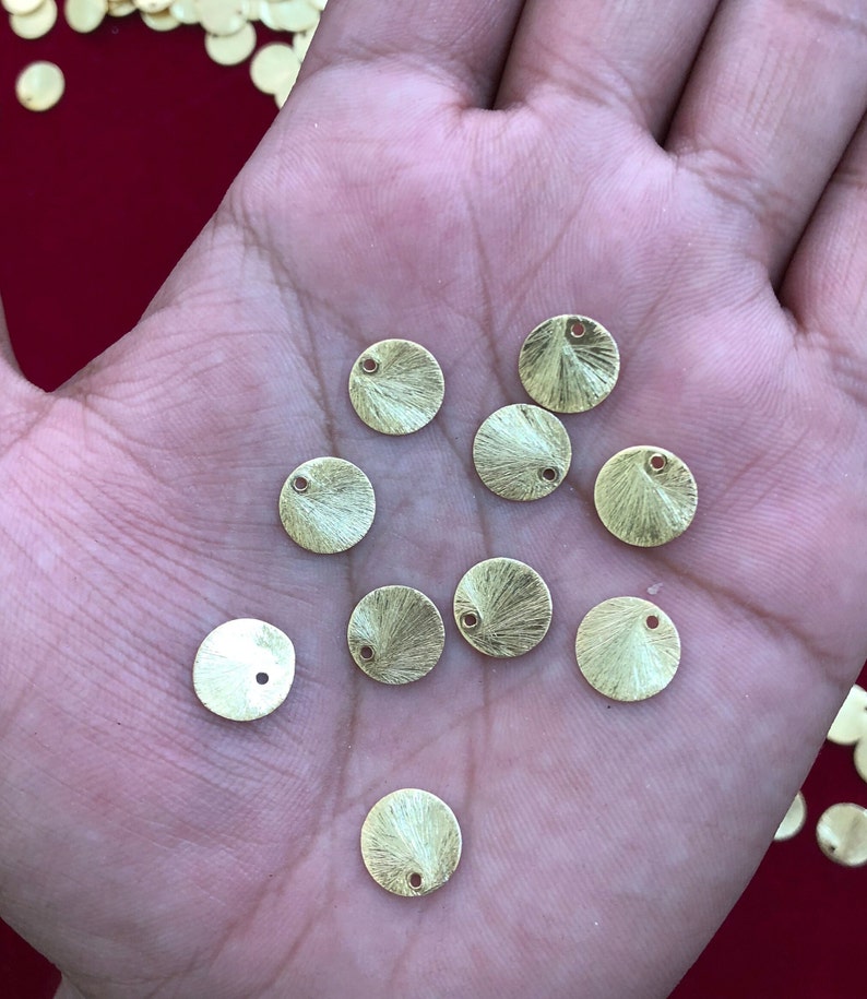 10mm-25-50-100 Gold Plated Side Hole Brushed Flat Disc Charms for ...