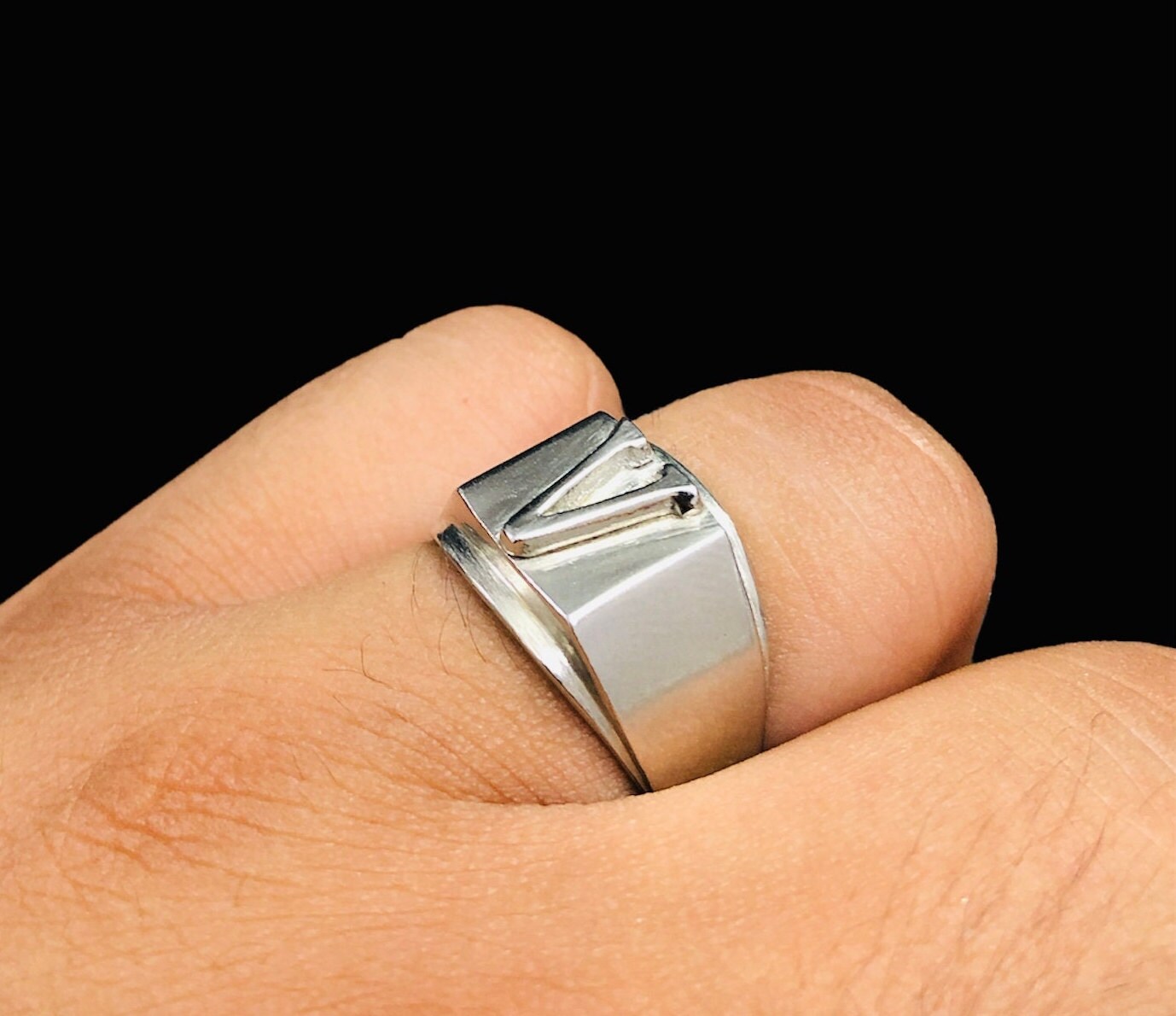 Chunky Initial Ring, 92.5 Silver Ring, Men's Initial Ring, Women ...