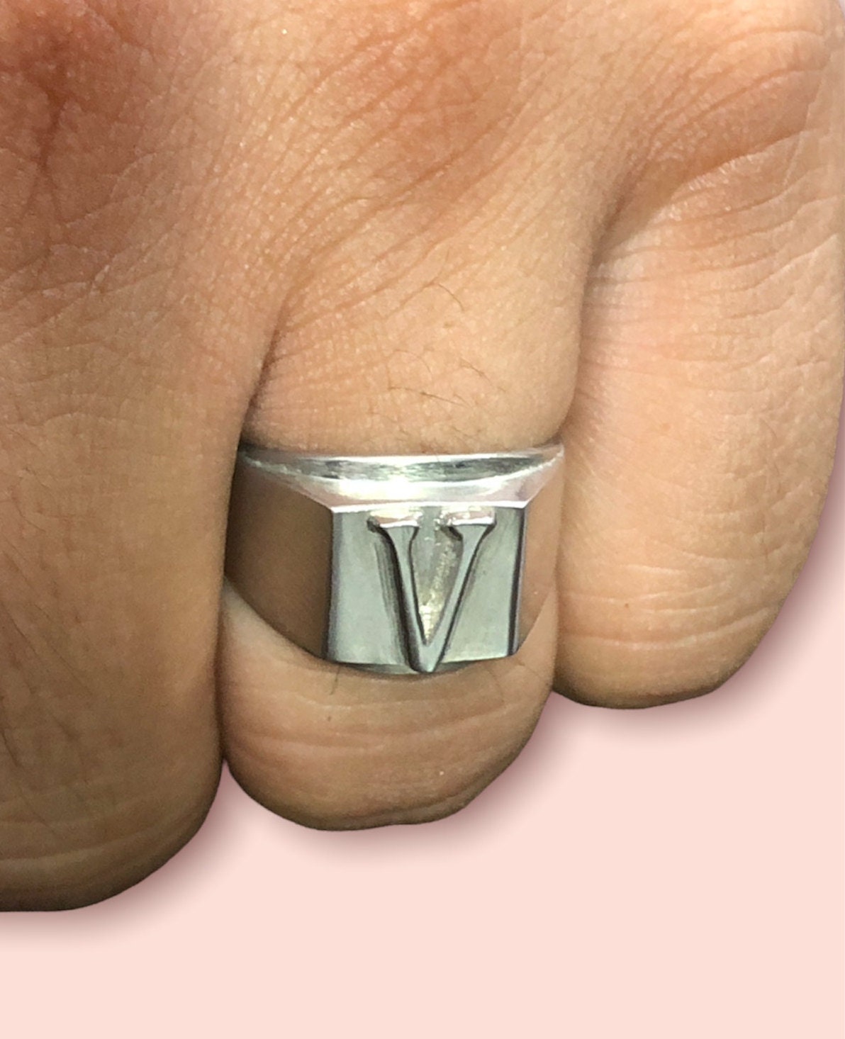 Chunky Initial Ring, 92.5 Silver Ring, Men's Initial Ring, Women ...