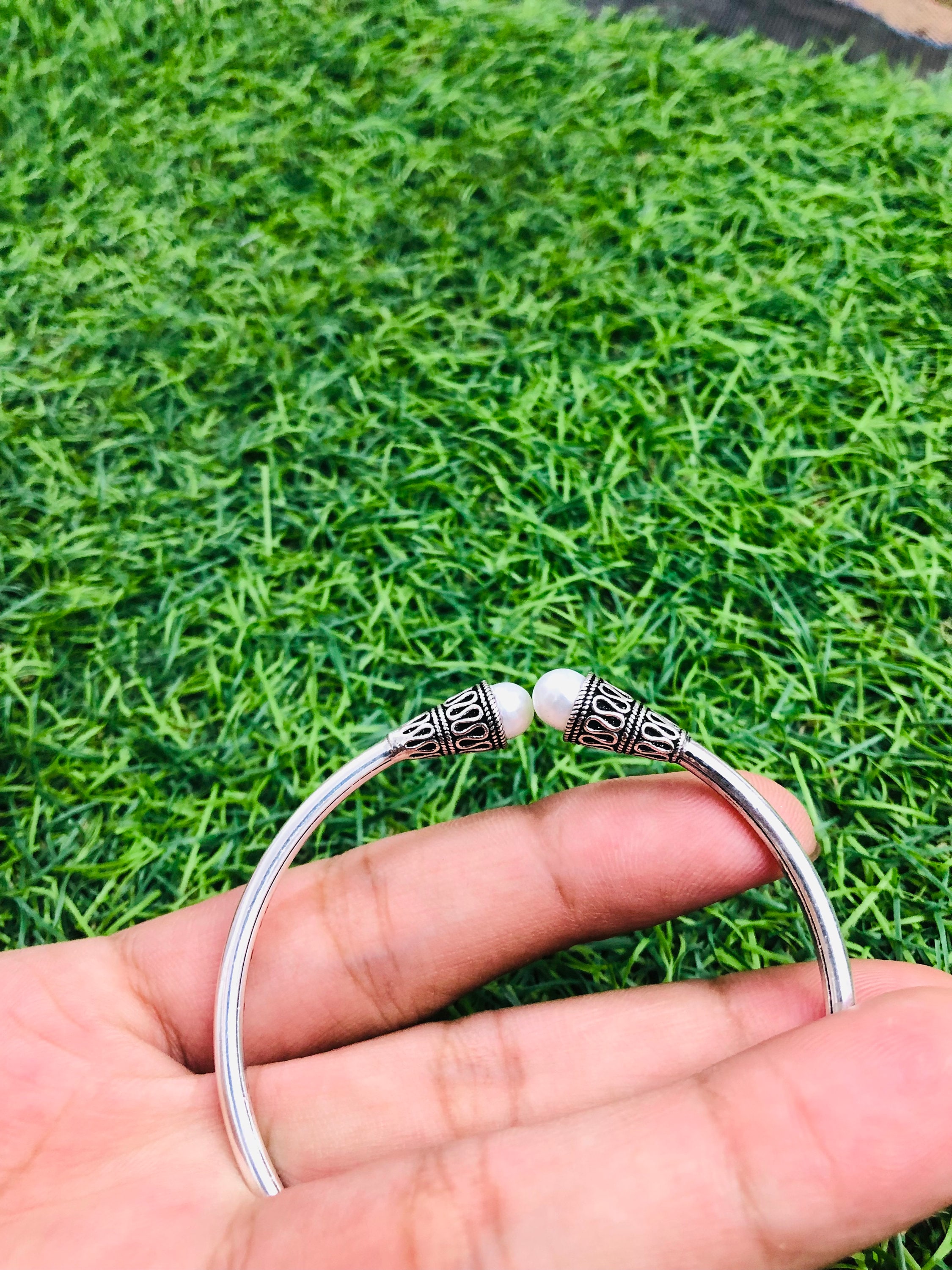 Pearl Silver Bangle , 925 Sterling Silver Bangle, Twist Wear Bracelet ...