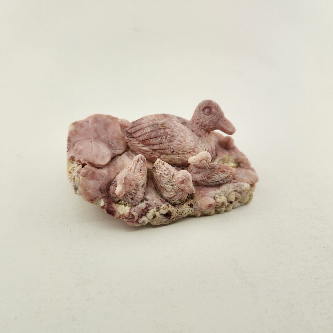 Oregon Pink Opal Duck and Duckling Carving - Etsy