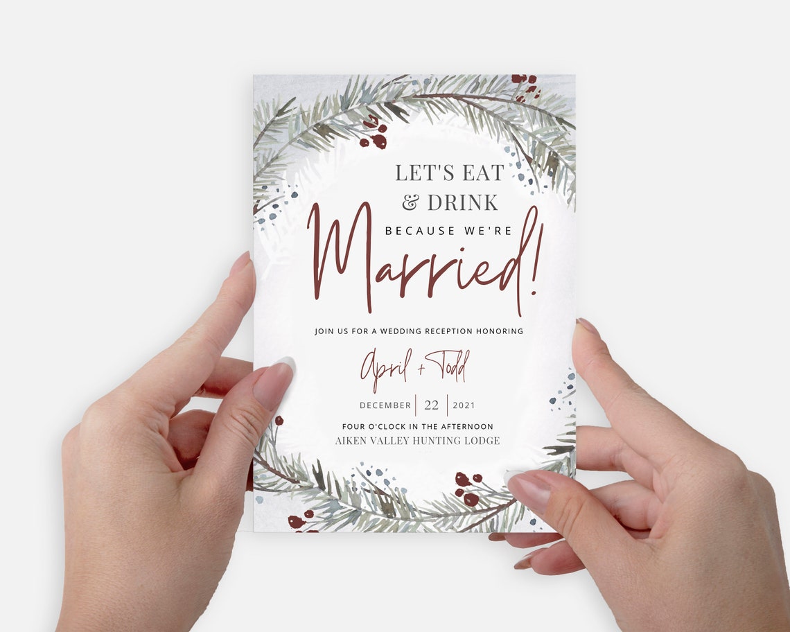 APRIL Winter Wedding Reception Invitation Christmas Wedding - Etsy