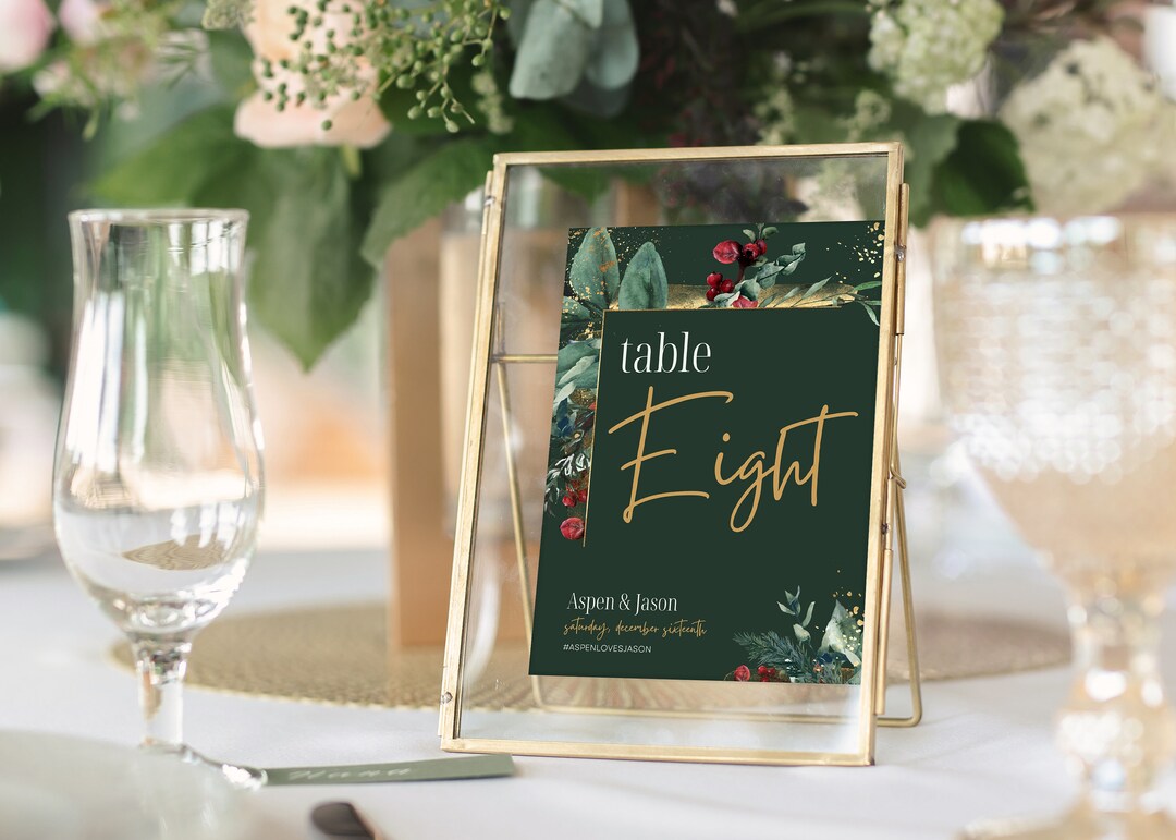 Winter Wonderland Wedding Reception Table Card Enchanting Template ...