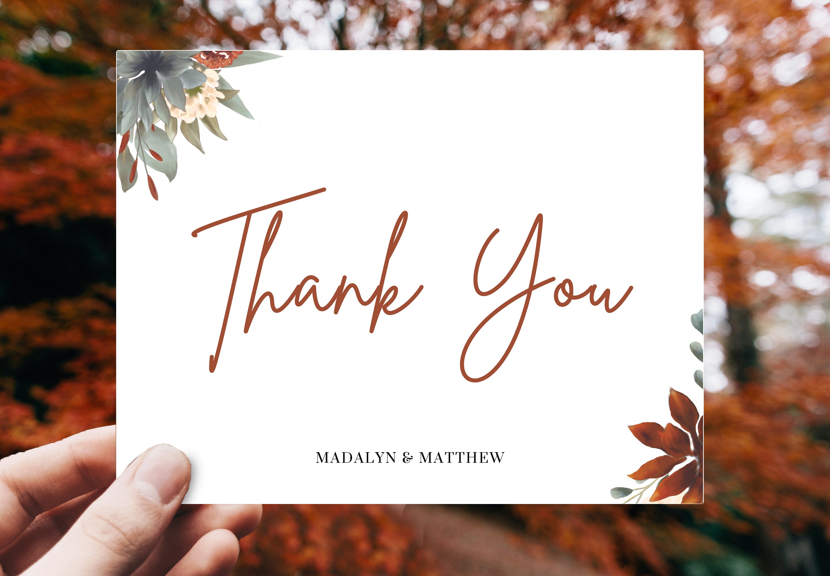 MADALYN Fall Wedding Thank You Card, Wedding Invitation, Burnt Orange ...