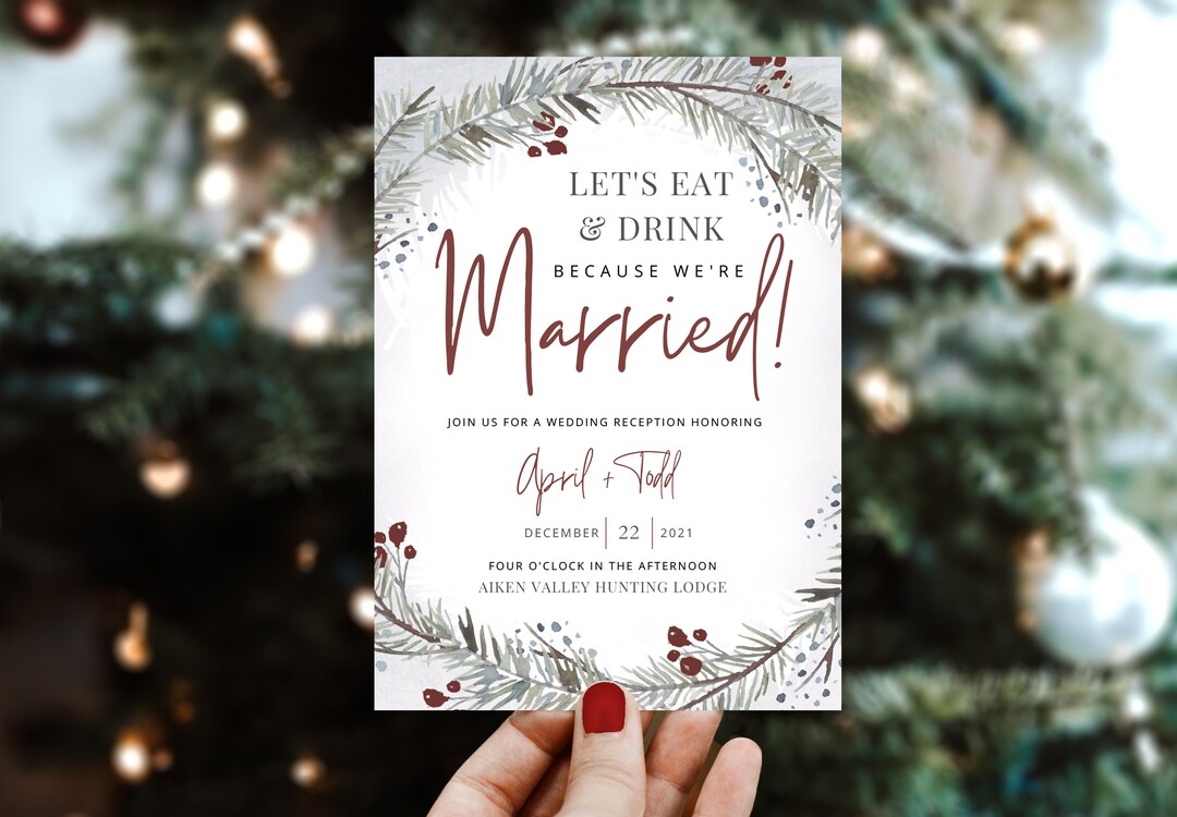 APRIL – Winter Wedding Reception Invitation, Christmas Wedding ...