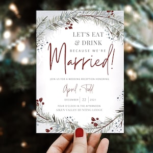 APRIL – Winter Wedding Reception Invitation, Christmas Wedding ...