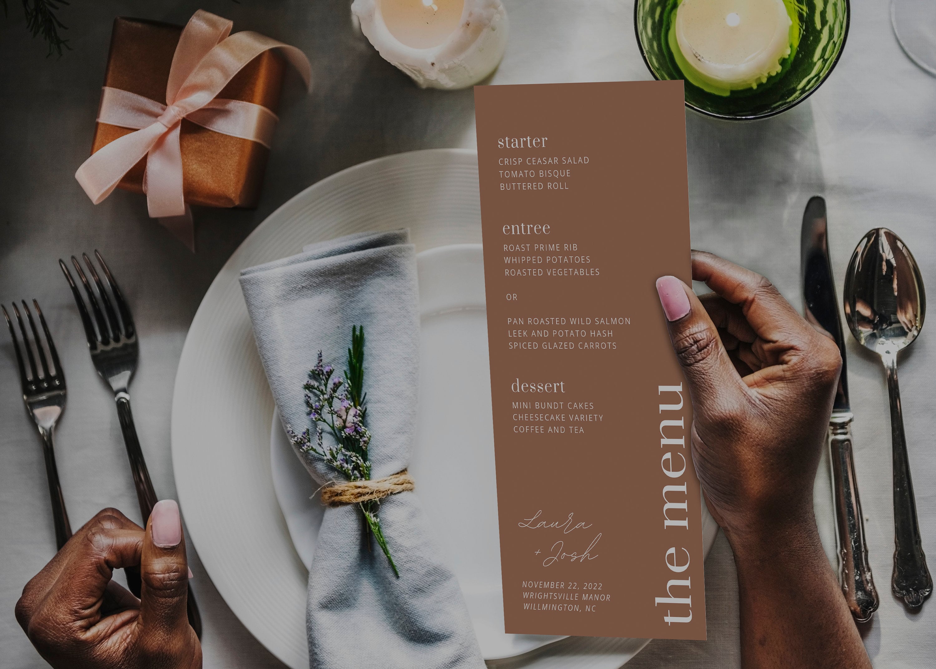 Terracotta Desert Boho Food Menu Cards Minimalist Typography Editable ...