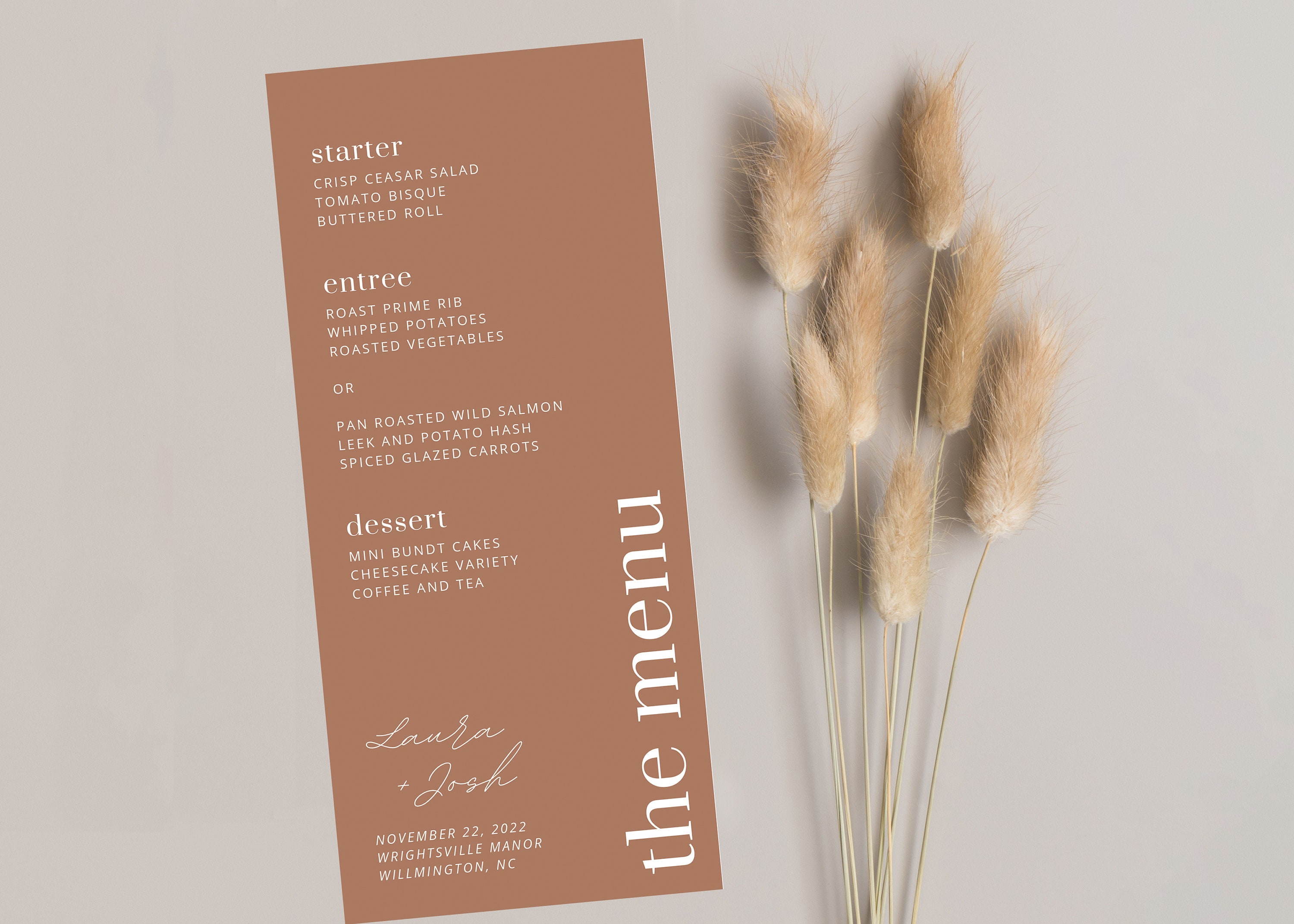 Terracotta Desert Boho Food Menu Cards Minimalist Typography Editable ...