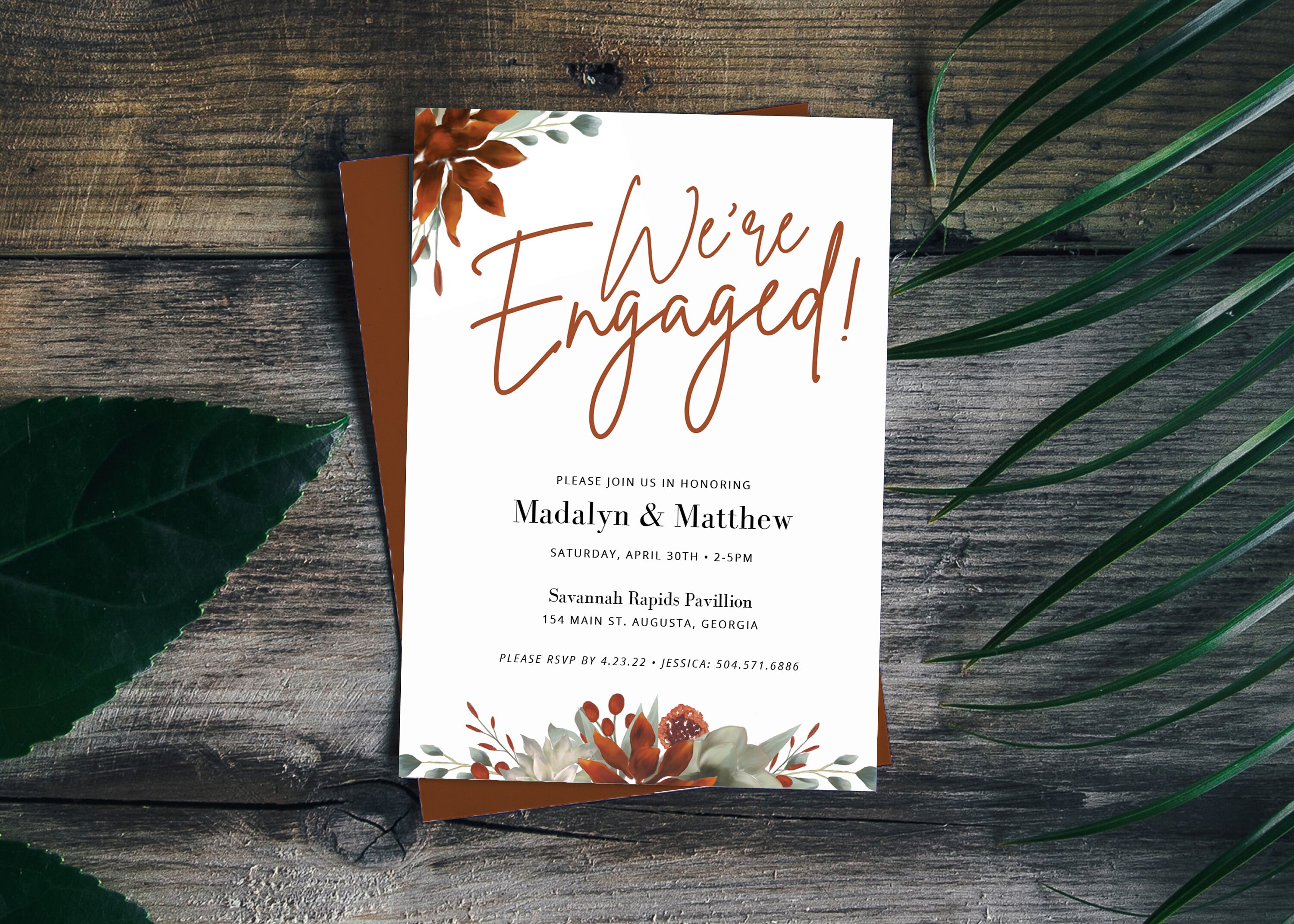 Engagement Invitation – Autumn Floral Watercolor Engagement Party ...