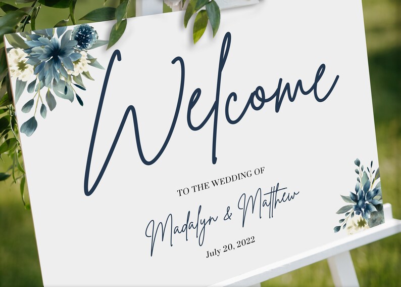 MADALYN Navy Welcome to Our Wedding Sign, DIY Printable Download - Etsy