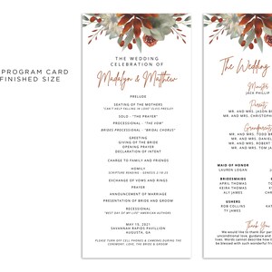 MADALYN Fall Wedding Program, Printable Template, DIY Wedding Party ...