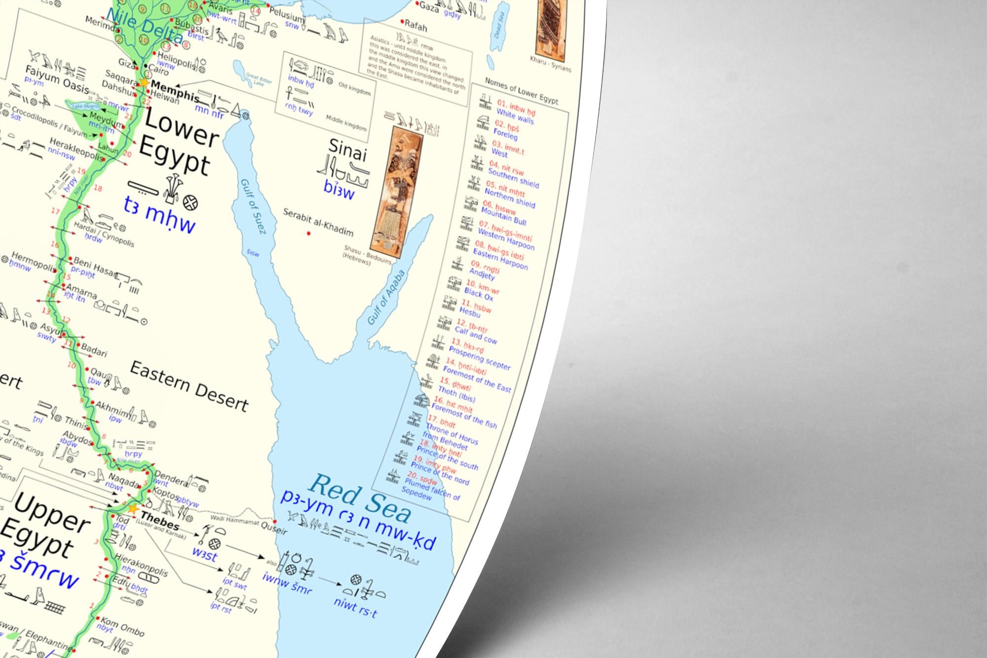 Ancient Egypt Egyptian Nile River Valley Map With Hieroglyphics Cities ...