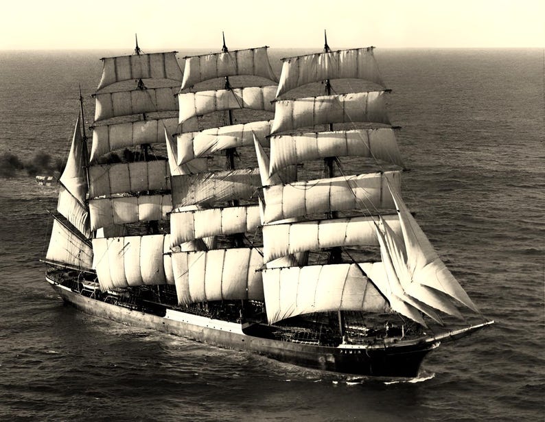 Sailing Ship Pamir Underway Sails Ocean Sea Finland Photo Poster Art ...