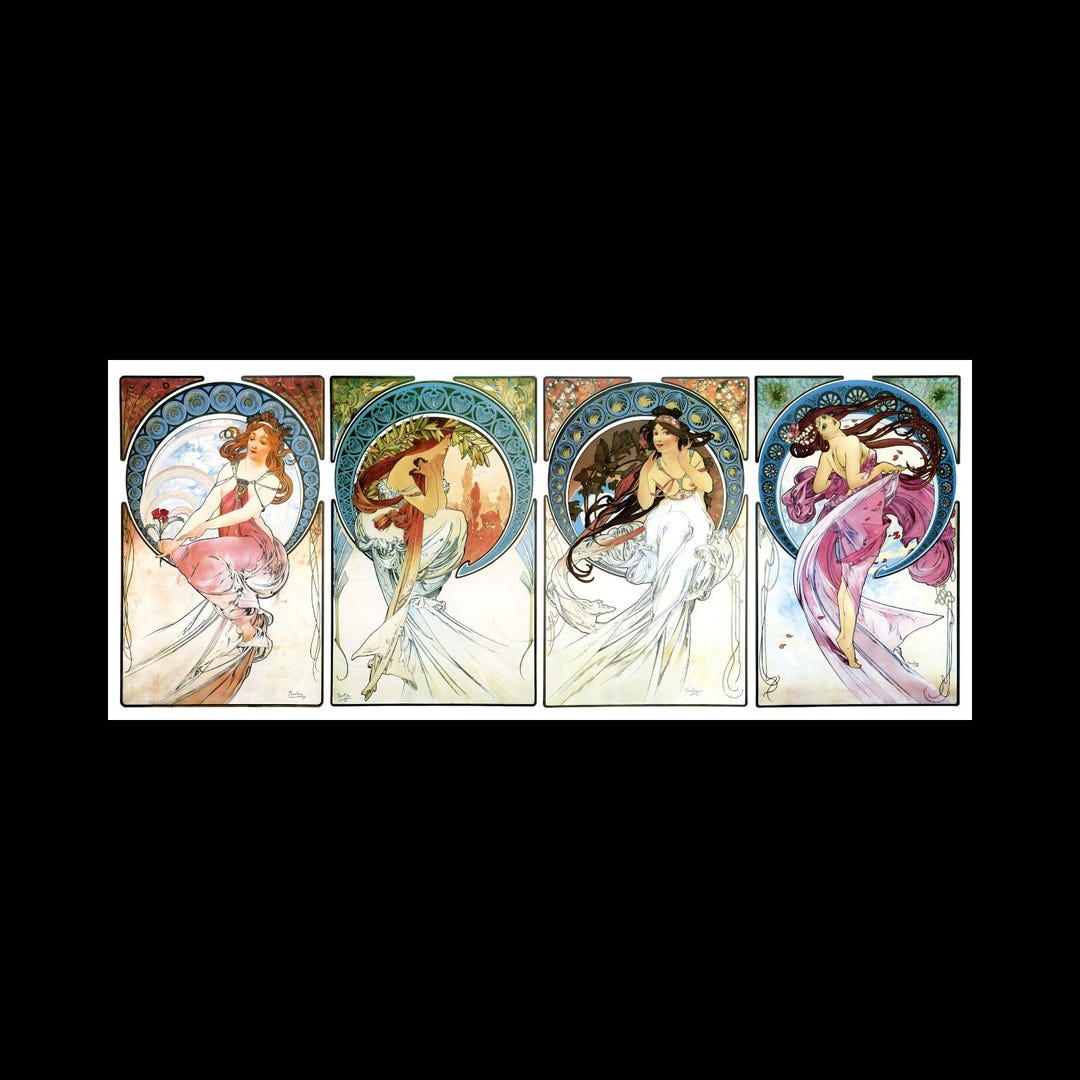 The Four Arts Alphonse Mucha Allegories Music Dance Painting Poster Art ...