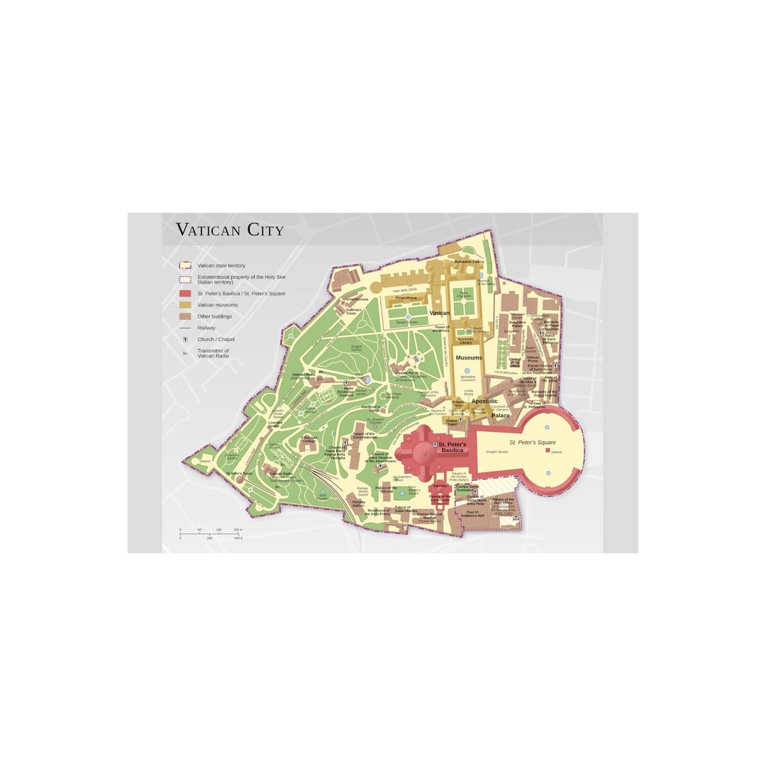 Vatican City Map Diagram Rome Italy Catholic Poster Art Print Color - Etsy