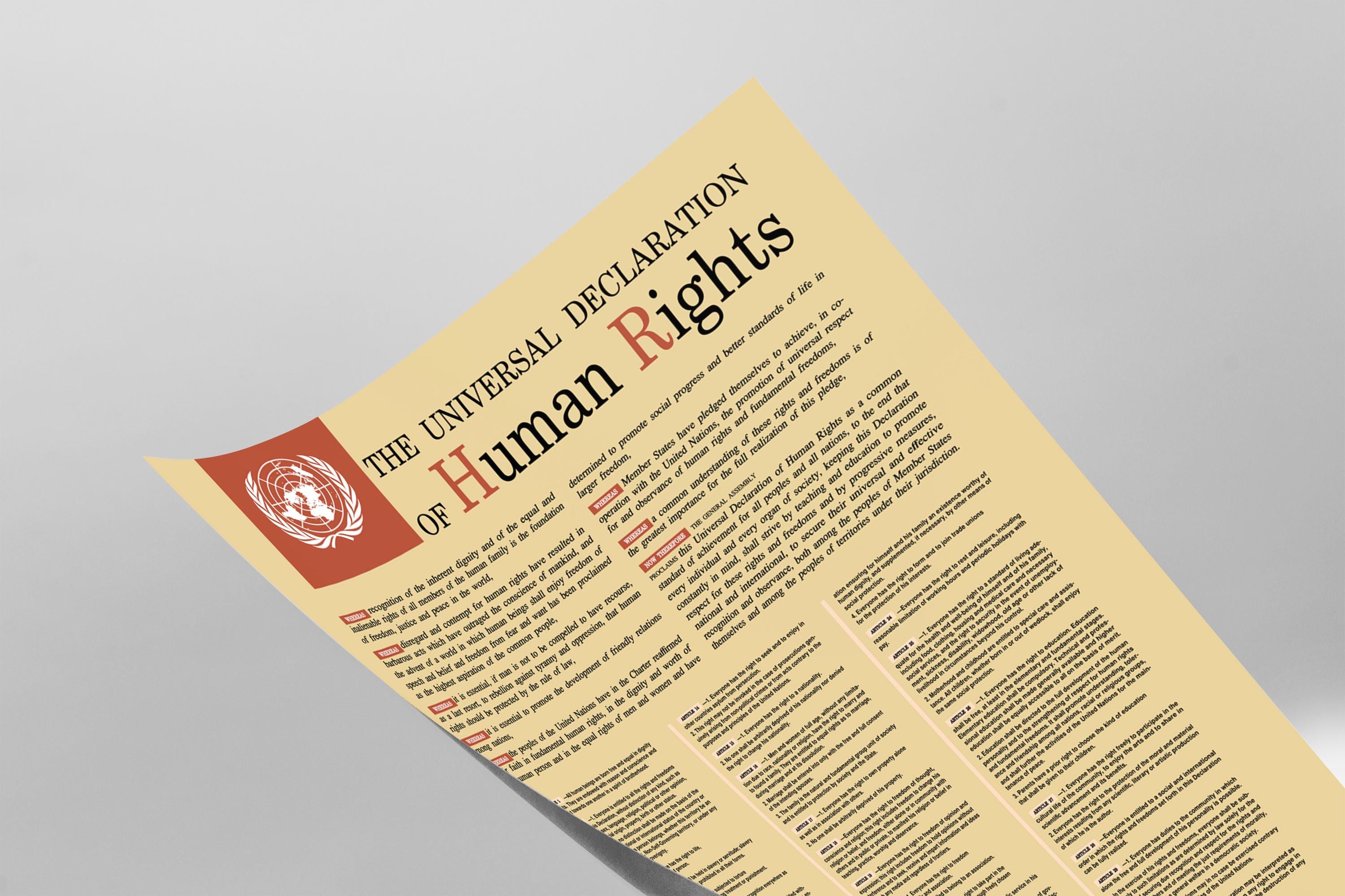 Universal Declaration of Human Rights UN Broadsheet Poster Art Print ...