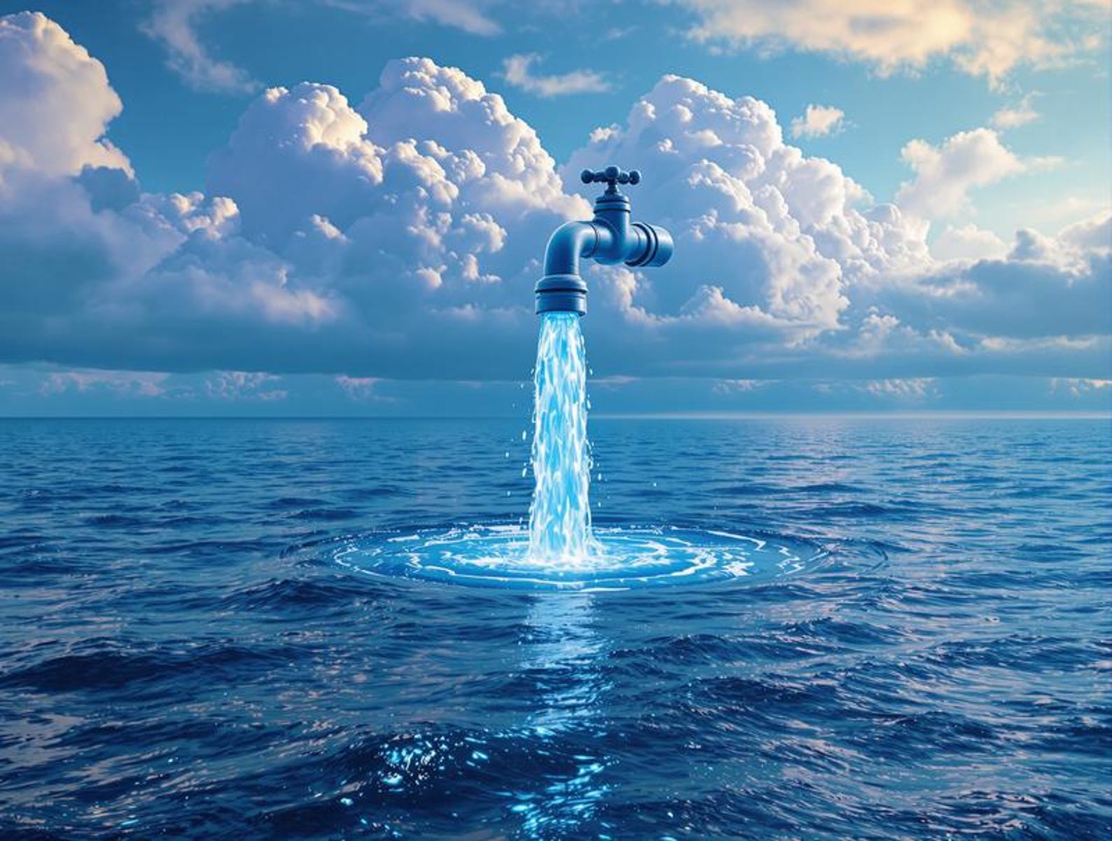 The Source of the Ocean Surreal Spigot Faucet Filling Sea Poster Art ...