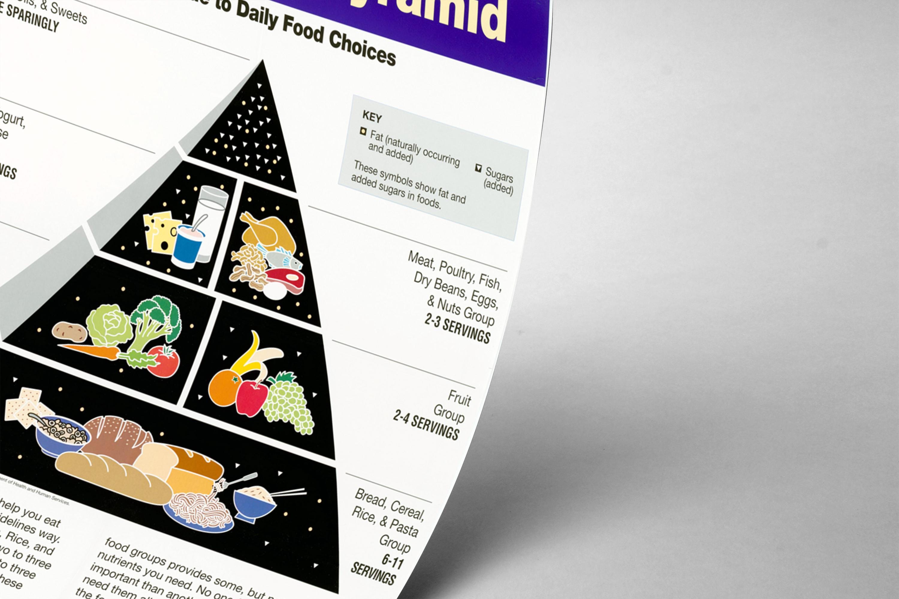 Retro 1990s Food Guide Pyramid Daily Food Choice Diagram Chart Poster ...