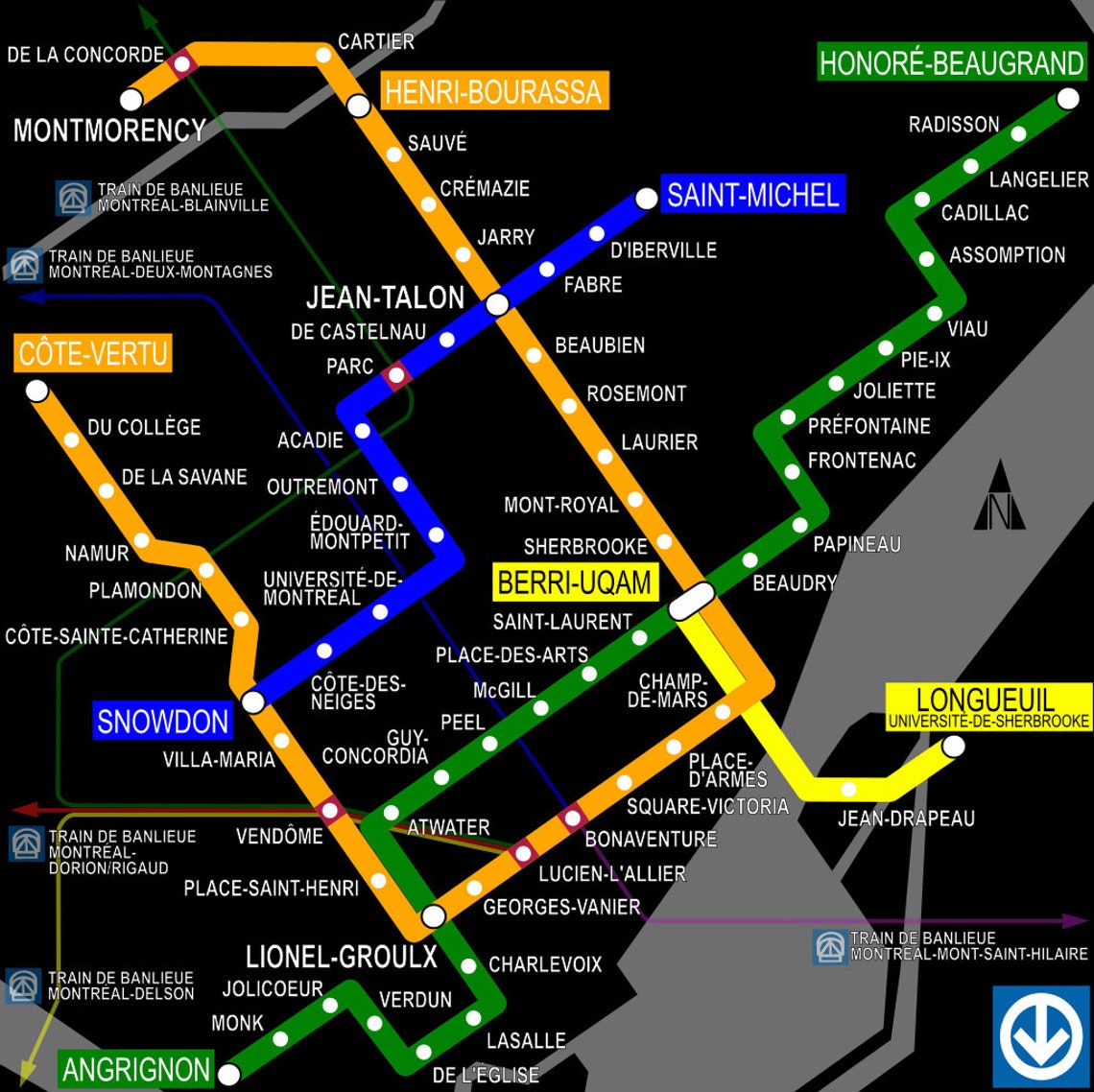 Montreal Canada Metro System Subway Diagram Transit Map Train Railroad ...