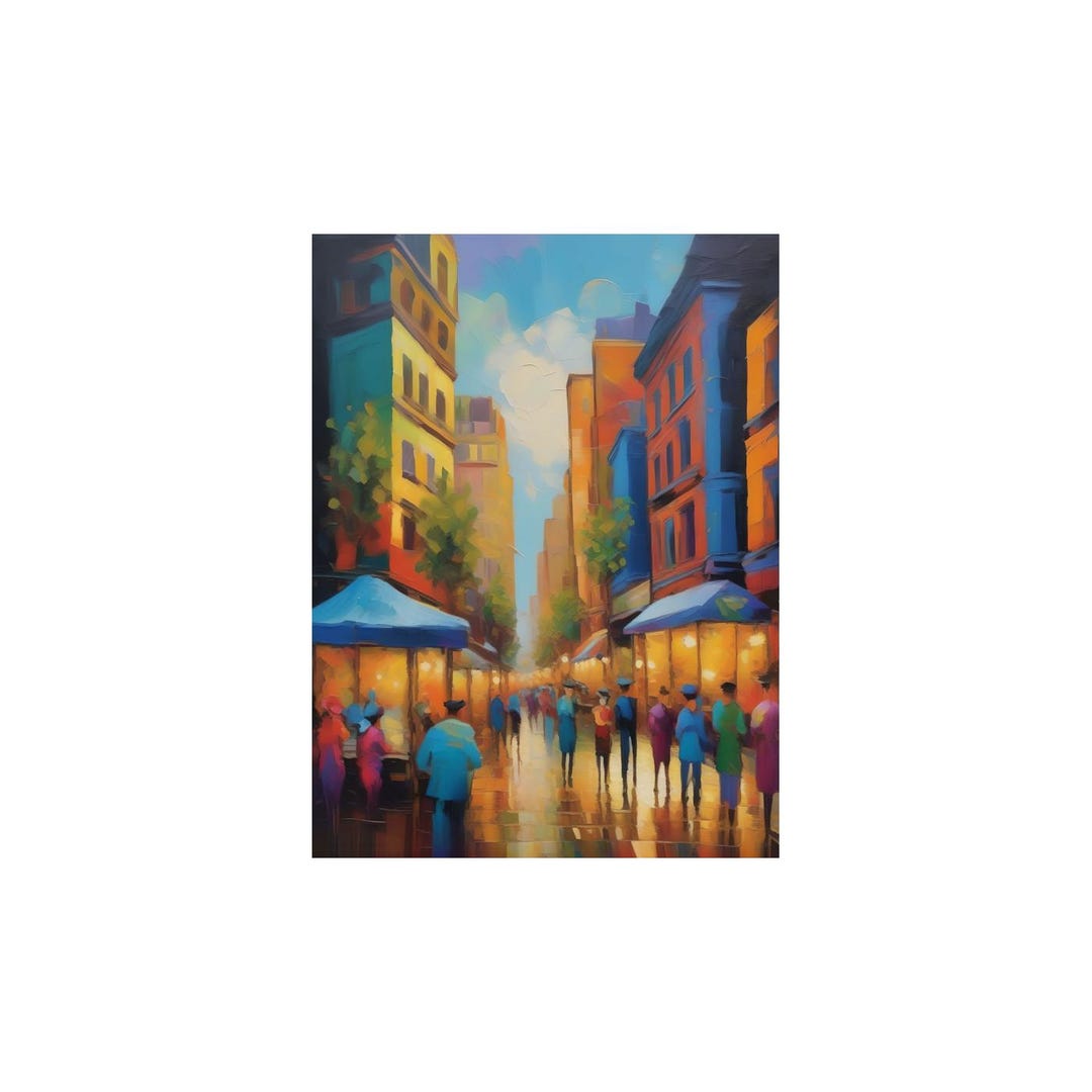 Impressionistic City Street Scene People Buildings Poster Art Print 18 ...