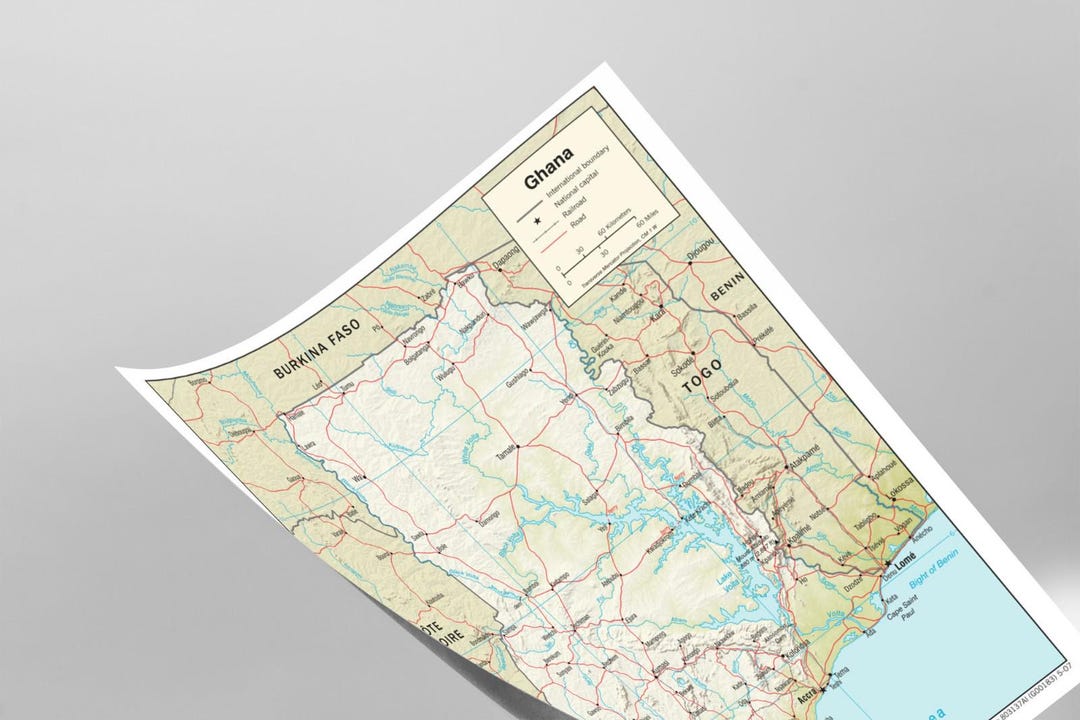 Ghana Physical Geography Physiographic Map Country Nation Poster Print ...