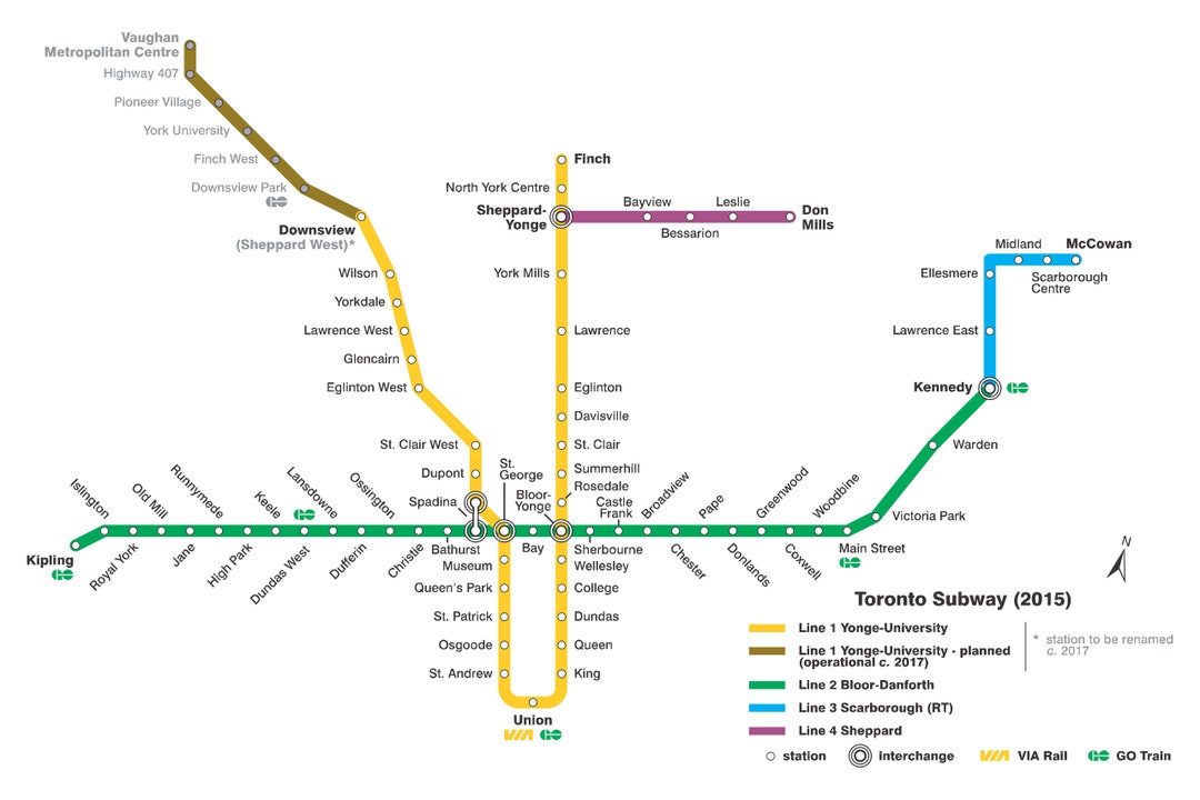 Toronto Canada Metro System Subway Diagram Map Train Rail 24 X 36 ...