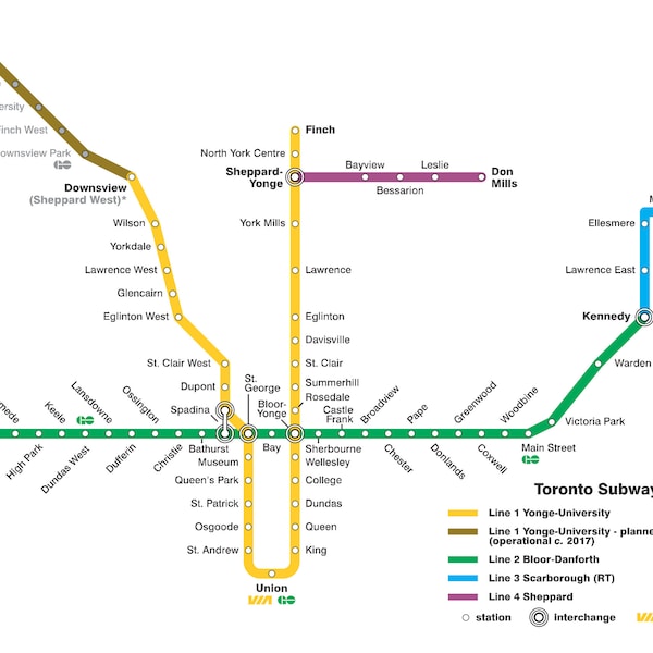 Toronto Subway Map - Etsy