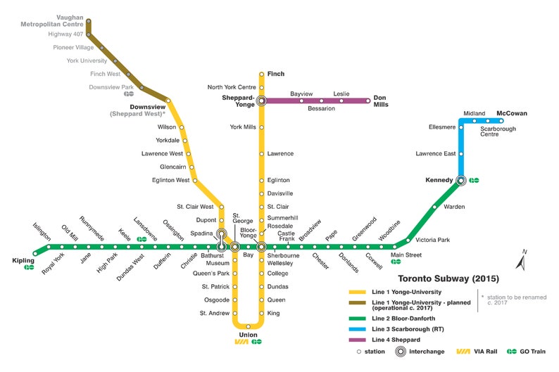 Toronto Canada Metro System Subway Diagram Map Train Rail 24 X 36 ...