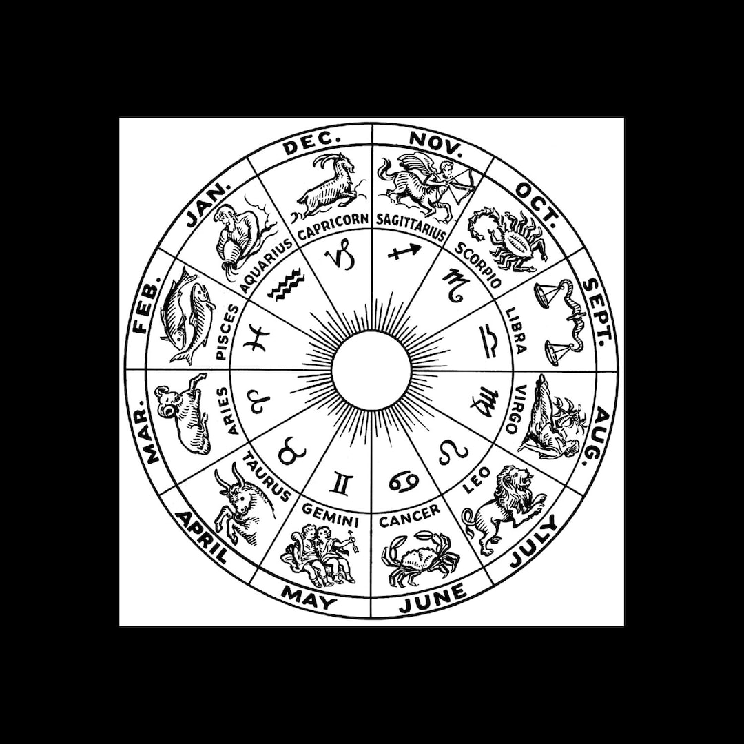 Zodiac Wheel Diagram Chart Astronomy Astrology Poster Print 24 X 24 In ...