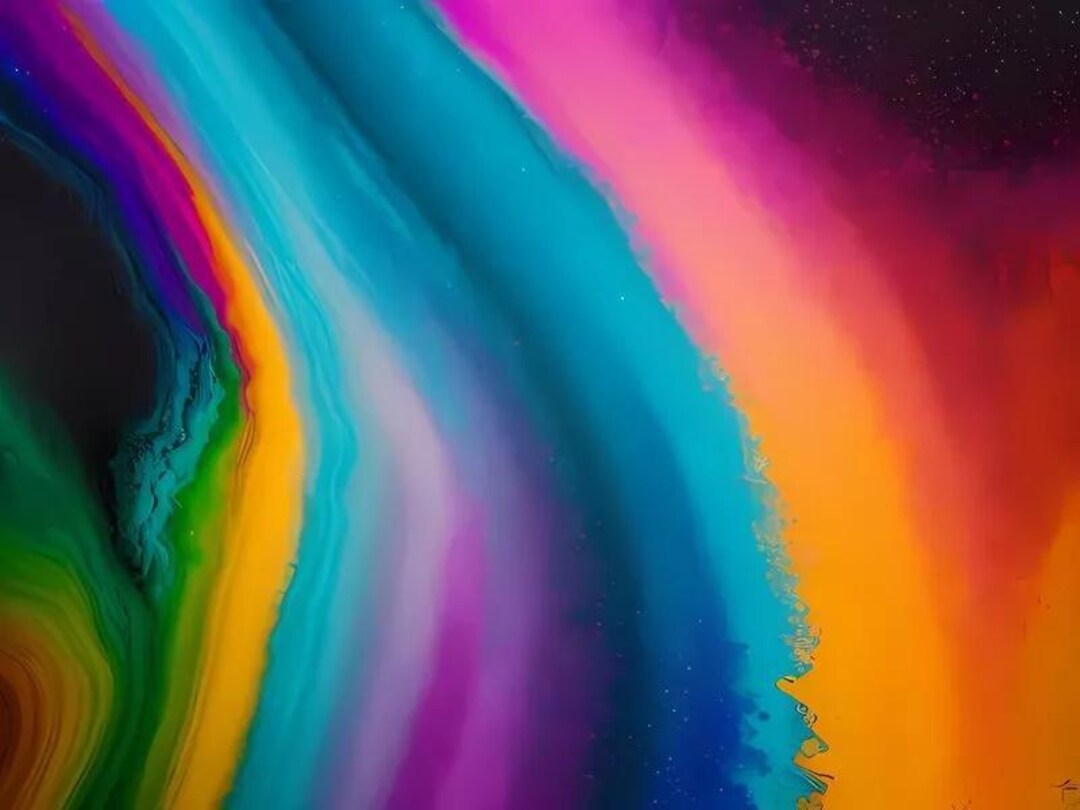 Colorful Abstract Rainbow Design Color Pouring Streams Runs Poster Art ...