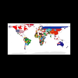 Earth Flag Map of the World Political Wall Map Mercator Flags Pick ...