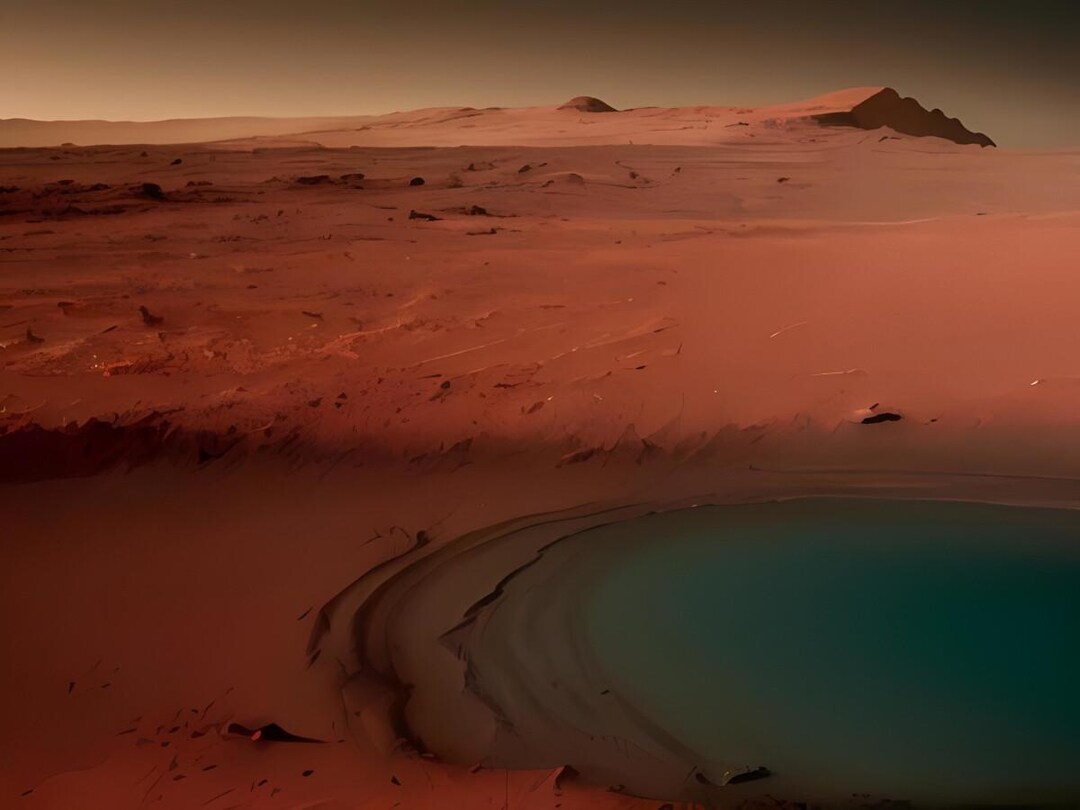 The Last Sea on Mars Martian Landscape Water Ocean Desert Poster Art ...