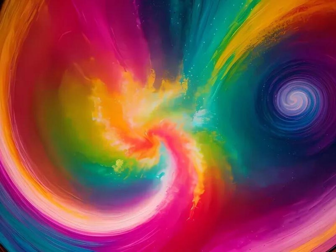 Colorful Abstract Rainbow Design Space Swirl Swirls Vortex Poster Art ...