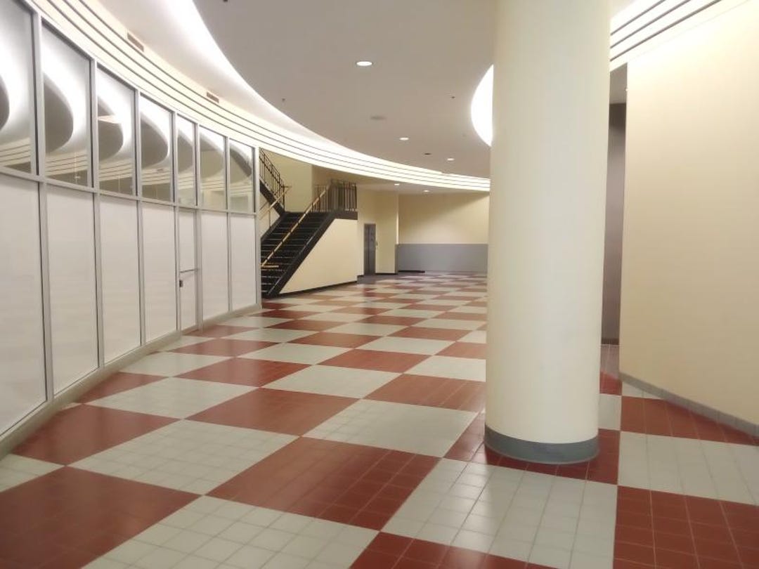 Retro Dead Mall Liminal Space Curved Hall Checkerboard 1980s Poster 18 ...