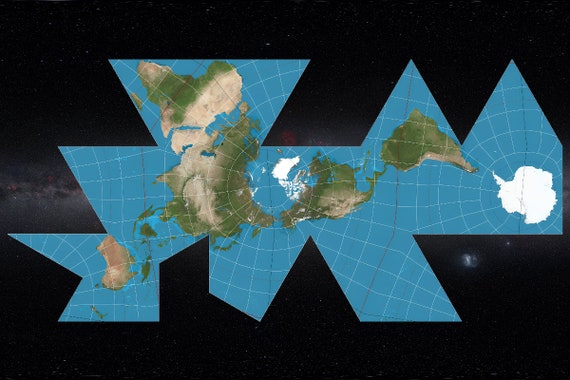 Buckminster Fuller Dymaxion Projection Earth Satellite World - Etsy Finland