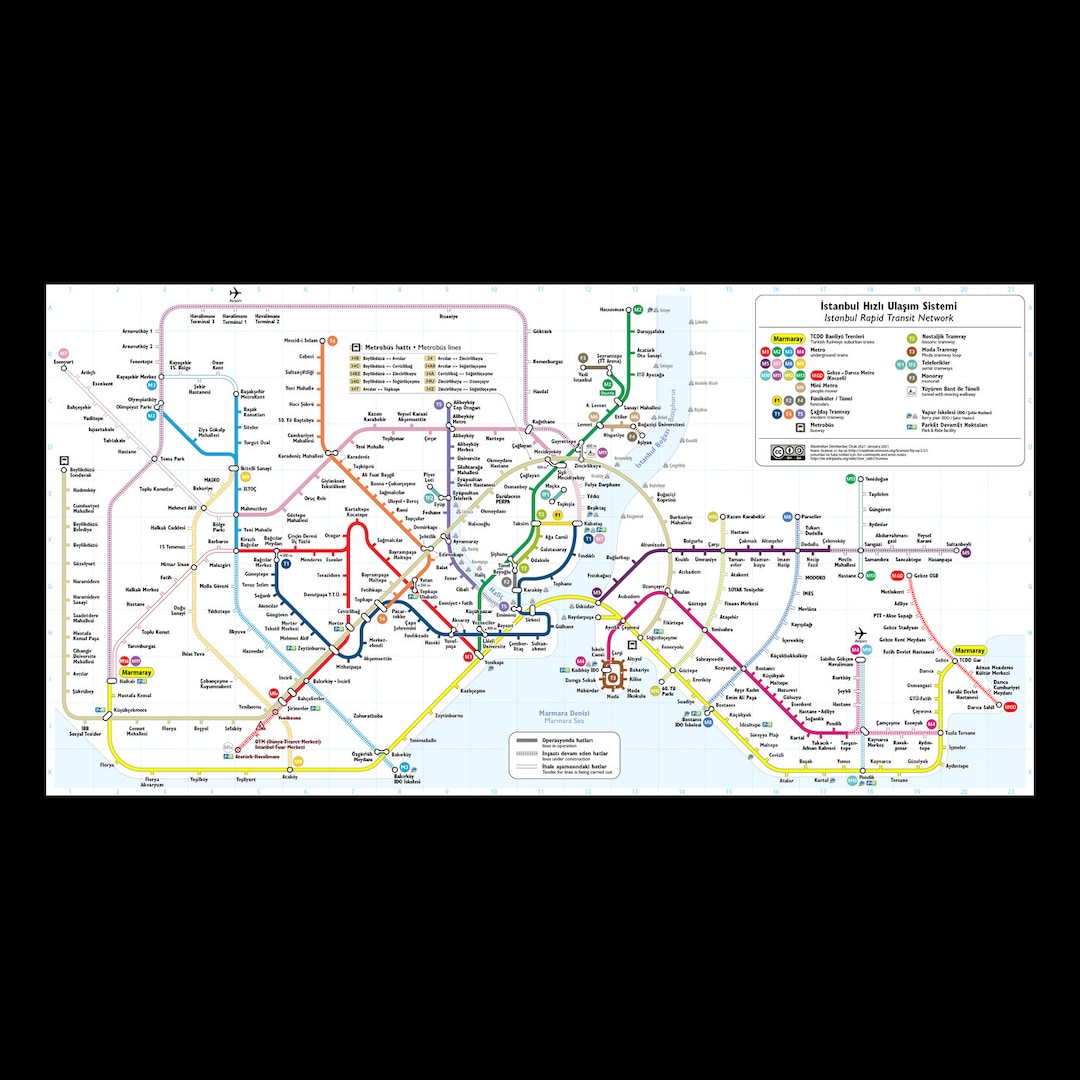Istanbul Turkey Rapid Transit Map Metro Bus Tram Poster Art Print - Etsy