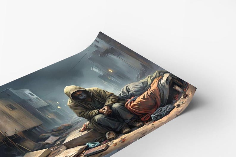 Homeless Man Homelessness City Slum Hopeless Lonely Desolation Poster ...