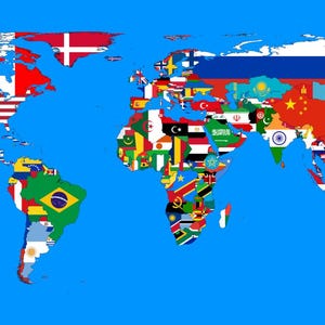 Earth Flag Map of the World Political Wall Map Mercator Flags - Etsy