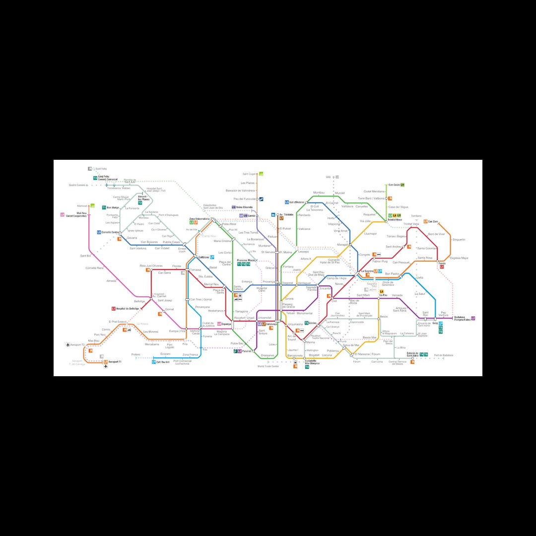 Barcelona Spain Catalonia Metro System Subway Diagram Map Train ...