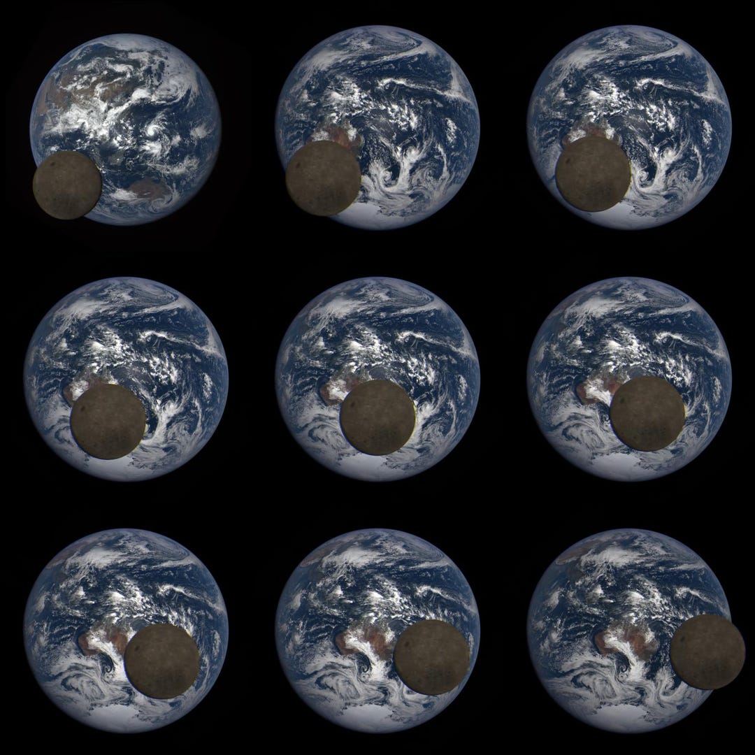 The Moon Transiting in Front of Earth Australia Asia 9 Frames Photo ...