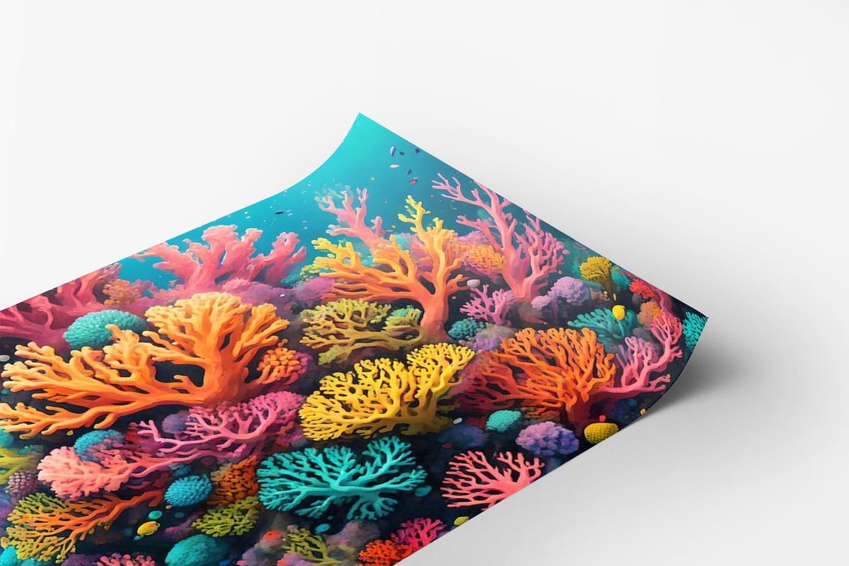 Colorful Rainbow Corals Coral Reef Seascape Underwater Branches Poster ...
