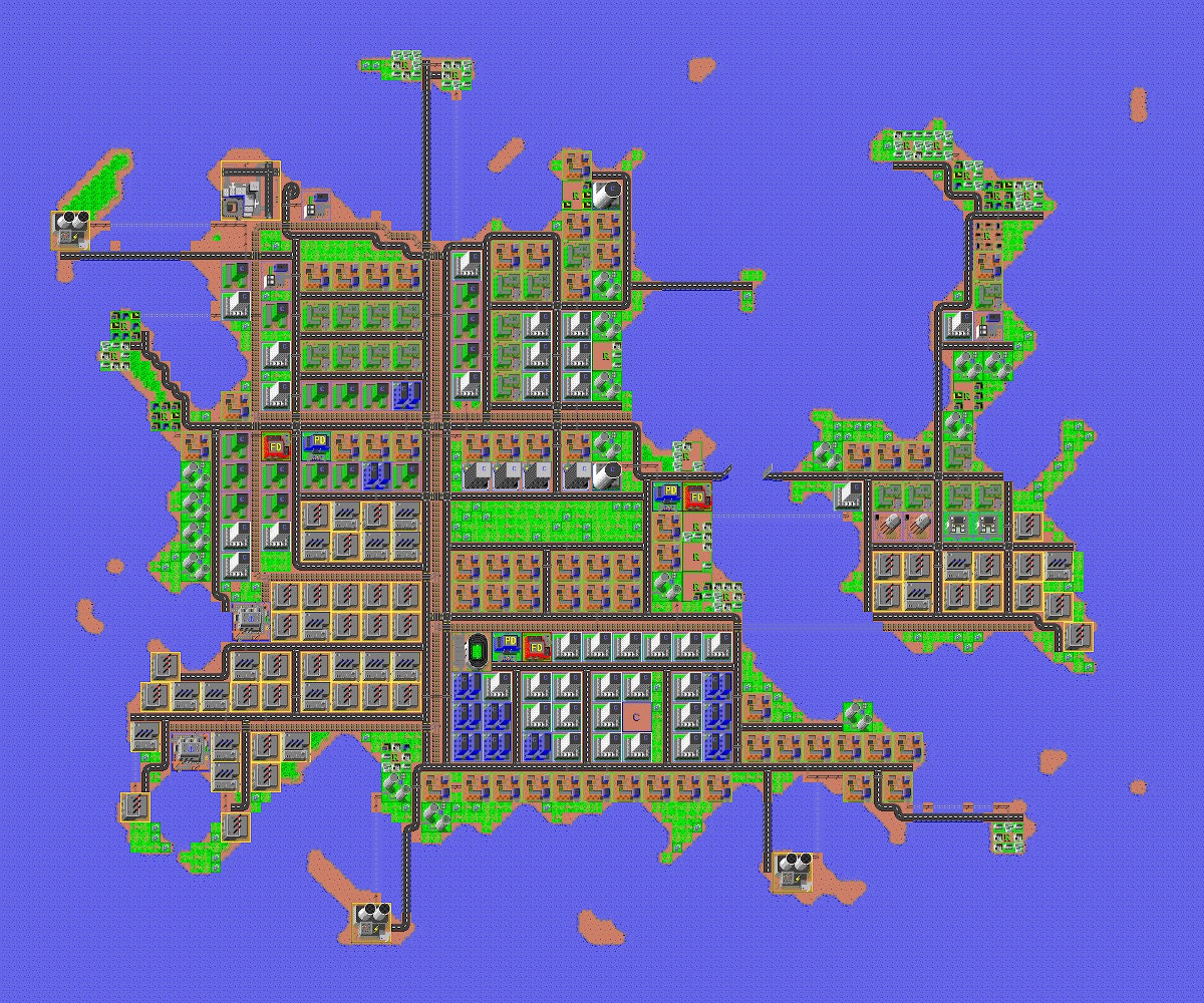 Retro Computer Island City Builder Video Game Sim City-like Micropolis ...