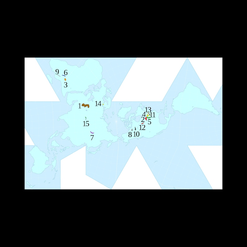 Buckminster Fuller Dymaxion Projection Earth World Map Nations - Etsy