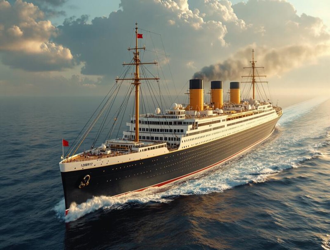 A Large Golden Age Ocean Liner Cruising at Sunset Poster Print - Etsy