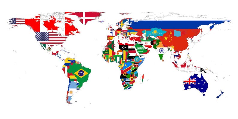 Earth Flag Map of the World Political Wall Map Mercator Flags - Etsy